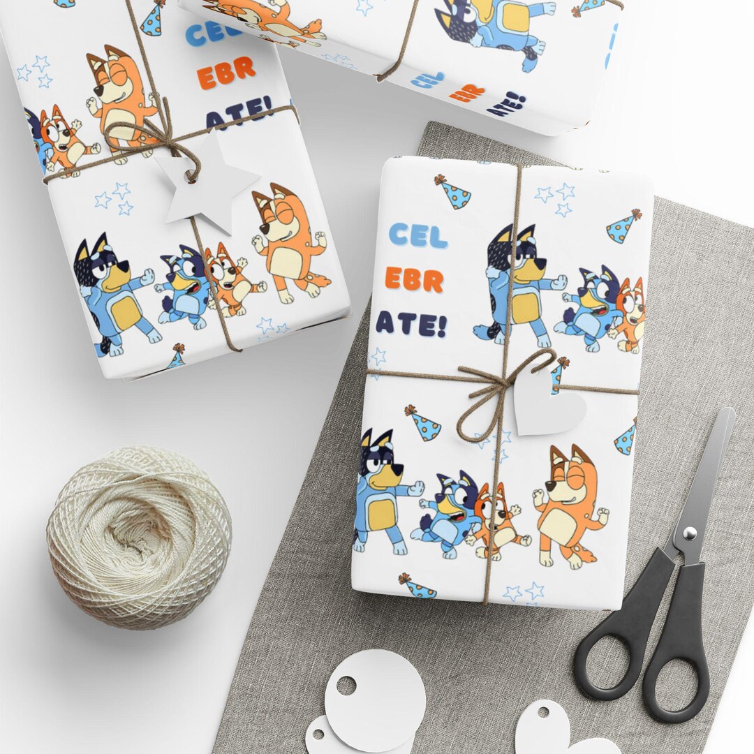 Bluey Family Wrapping Paper, Bluey Wrapping Paper, Celebration Wrapping ...