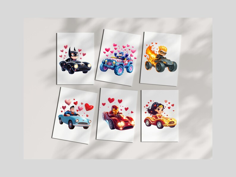 Superhero Valentine's Day Clipart, Cute Kids' Hero Cars, Super Heroe ...