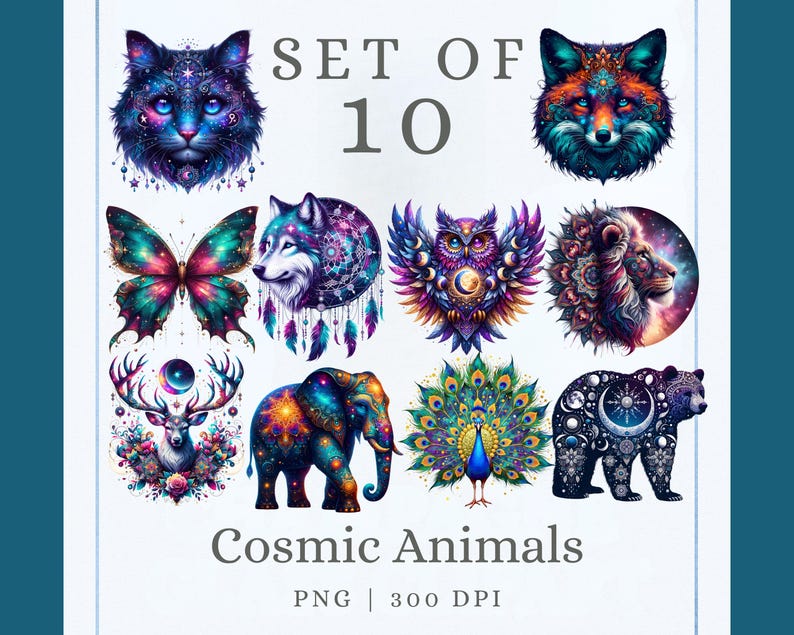 Cosmic Animal Clipart, Space Animals, Digital Art, Fantasy Creatures ...