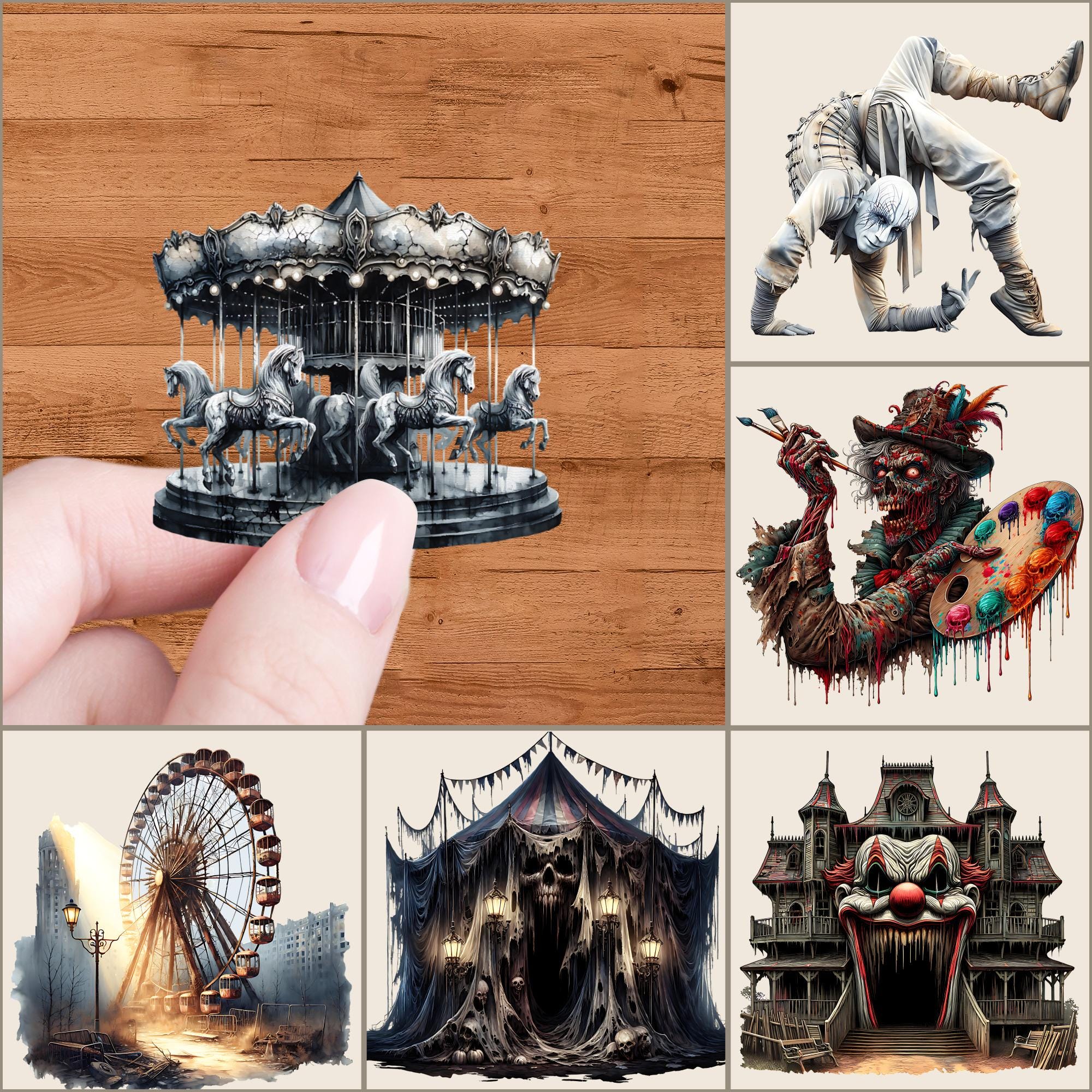 Gothic Haunted Carnival Clipart Bundle: Spooky Watercolor Pngs - Etsy
