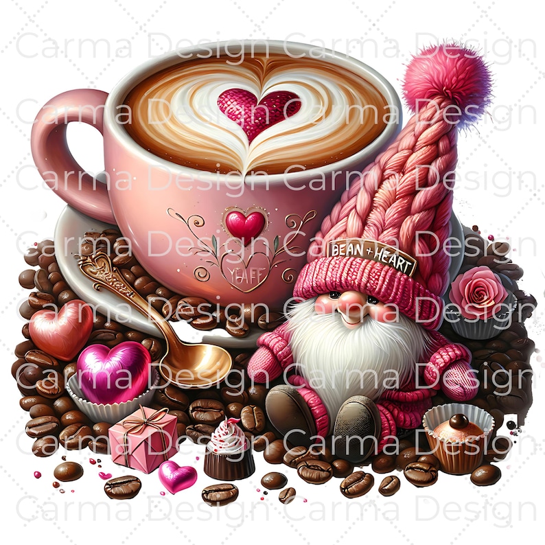 Valentine Coffee Gnomes Clipart Bundle - 17 Pngs, High Quality ...