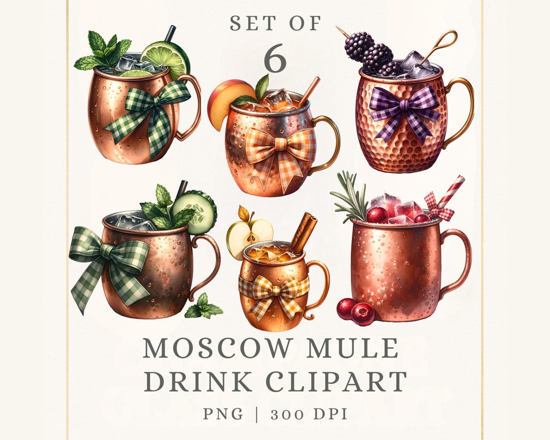 Moscow Mule Watercolor Clipart, 300 DPI Transparent PNG, Moscow Mule ...