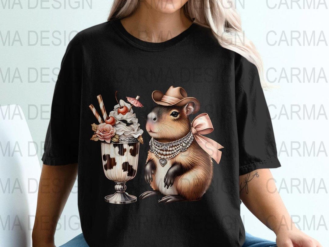 Capybara Cowgirl Clipart PNG, Cute Western Animal PNG, Cow Print ...