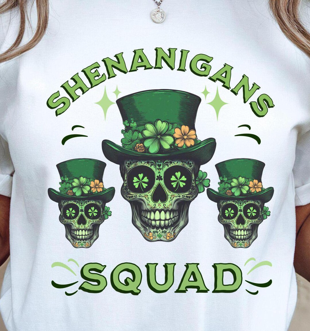 St Patricks Day Skull Digital Art, Shamrock Skull Print, St Patricks ...