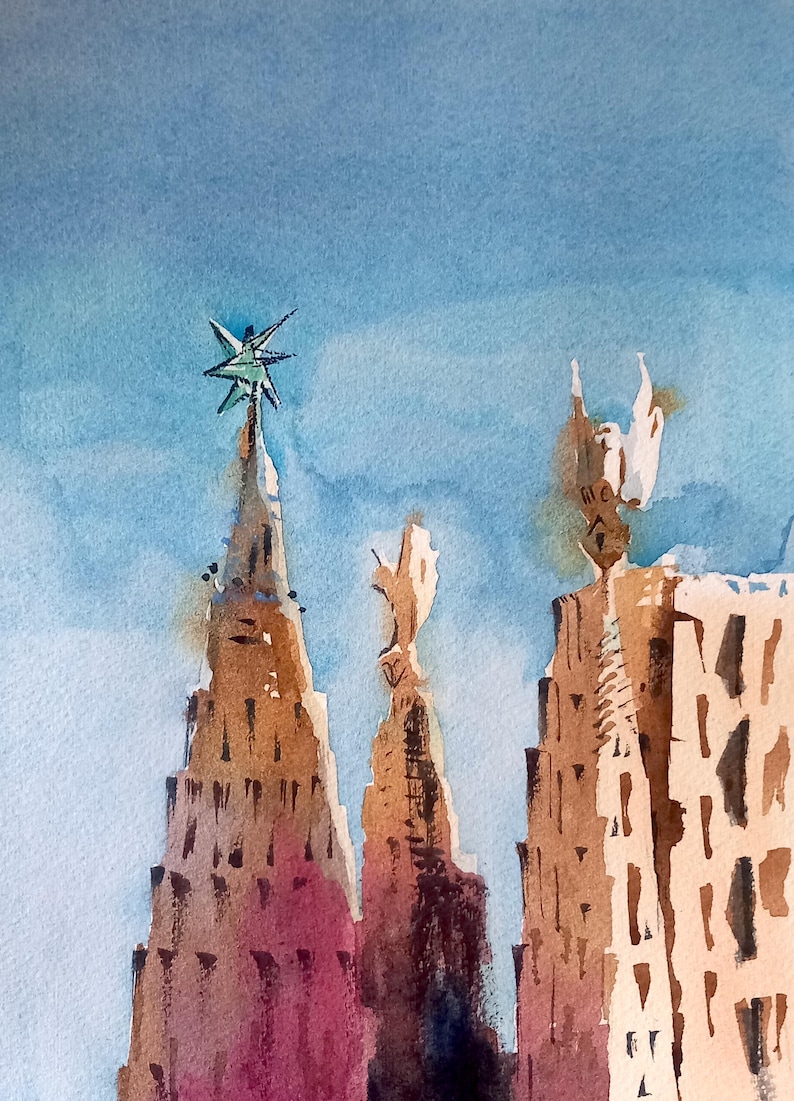 Sagrada Família: Watercolor Original Paint Framed and Ready to Hang - Etsy