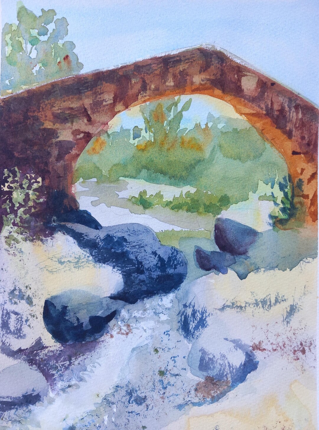 Stone Bridge: Watercolor Original Paint Framed and Ready to Hang - Etsy