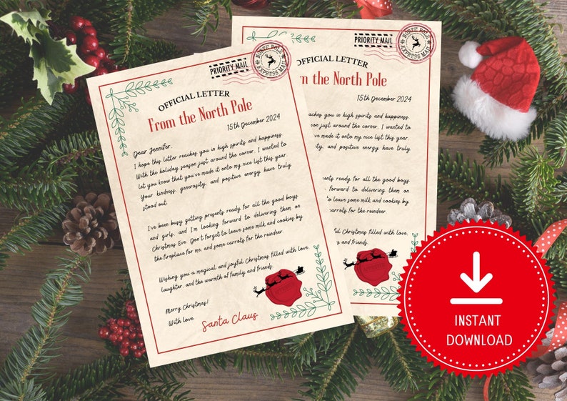 Vintage Reply Letter From Santa Letter - Etsy