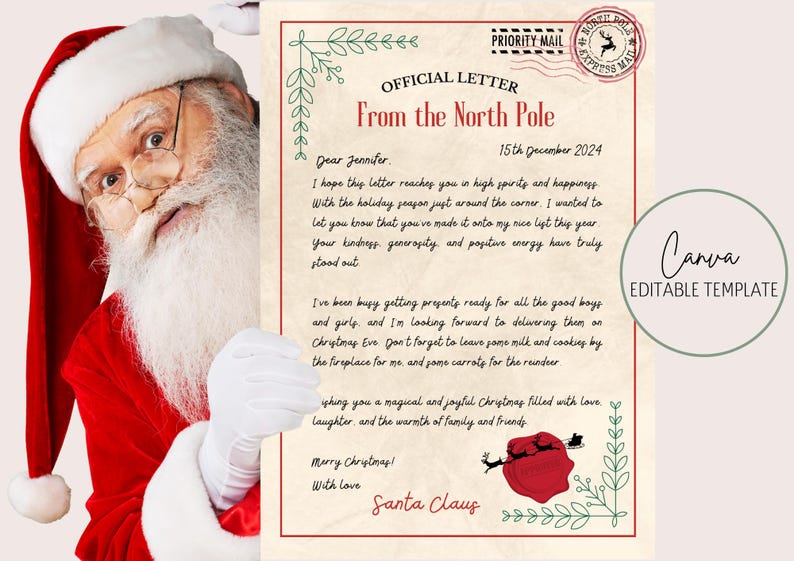 Vintage Reply Letter From Santa Letter - Etsy