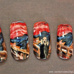 The Scream Custom Handpainted Press on Nails | Designer Custom Scream ...