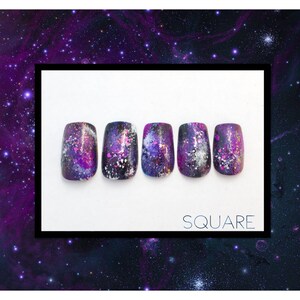 Blue or Purple Galaxy Press on Nails Outer Space Nails in - Etsy Canada
