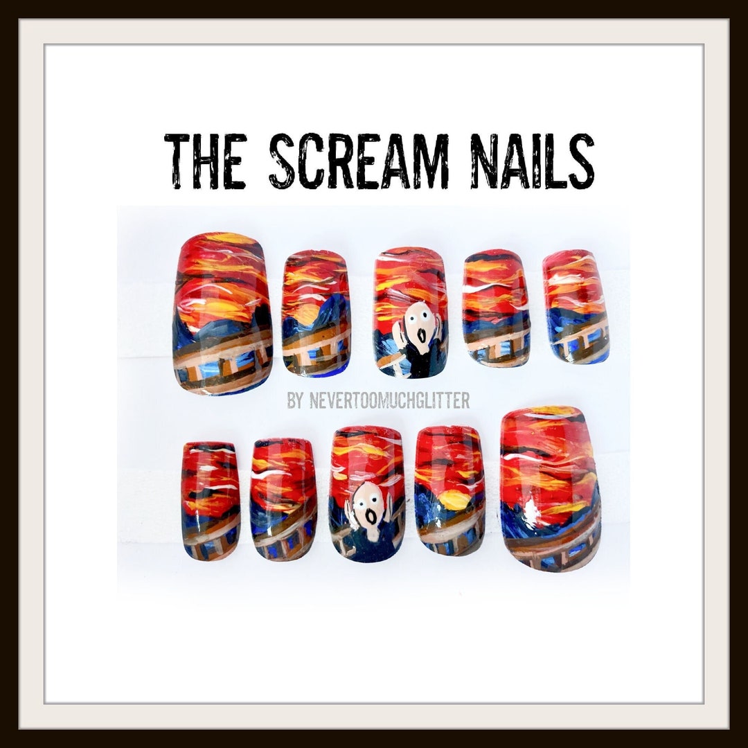 The Scream Custom Handpainted Press on Nails | Designer Custom Scream ...