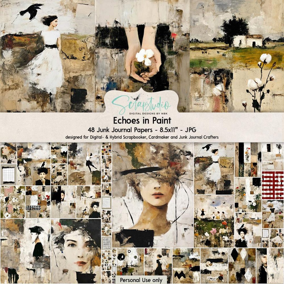 Echoes in Paint, 8.5x11 Inches, Mixed Media Junk Journal Papers ...