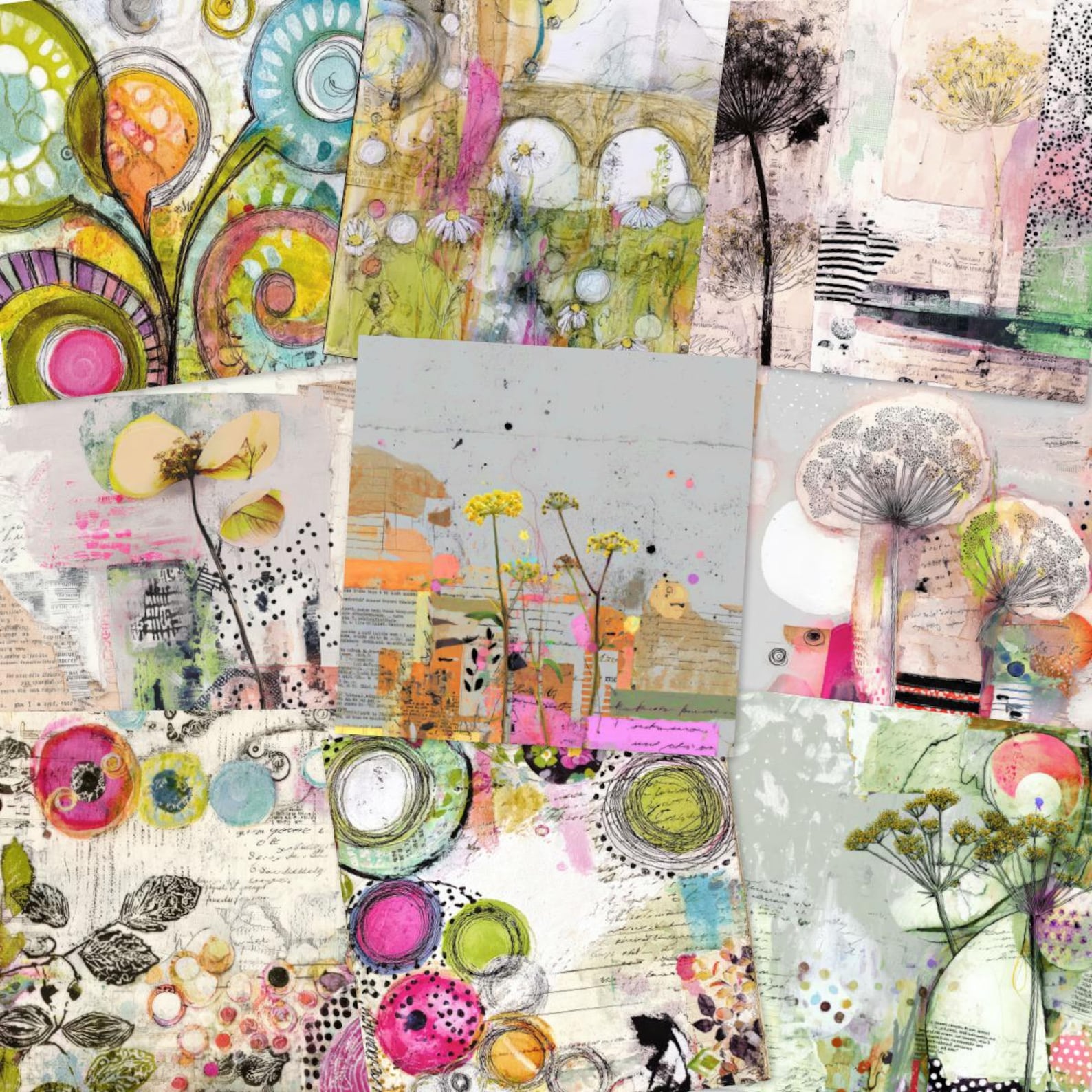 Mixed Media Collage Art Papers, Abstract Journal Backgrounds, Bright ...