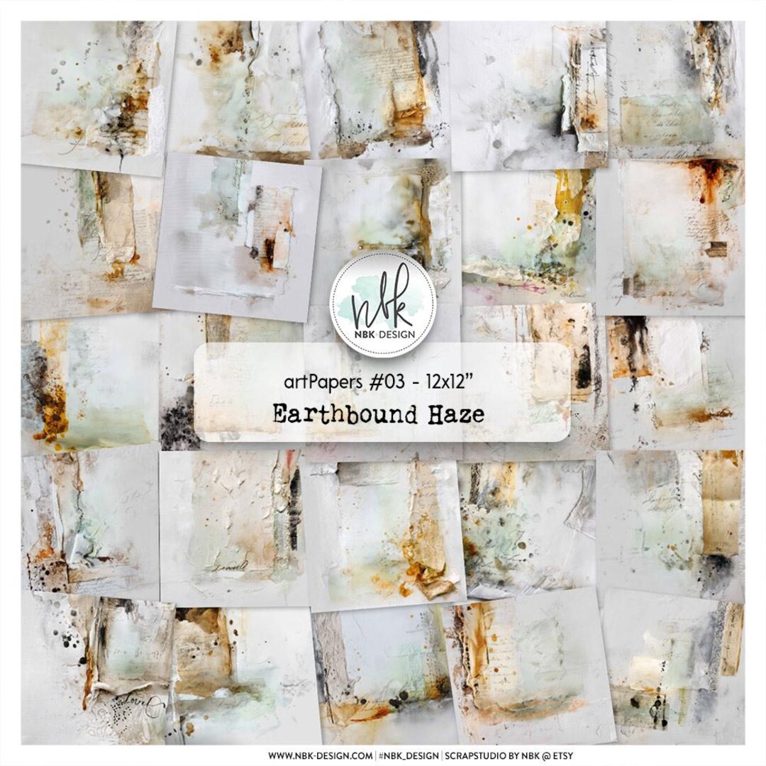 Earthbound Haze Digital Papers, 25 Mixed Media Scrapbook Backgrounds ...