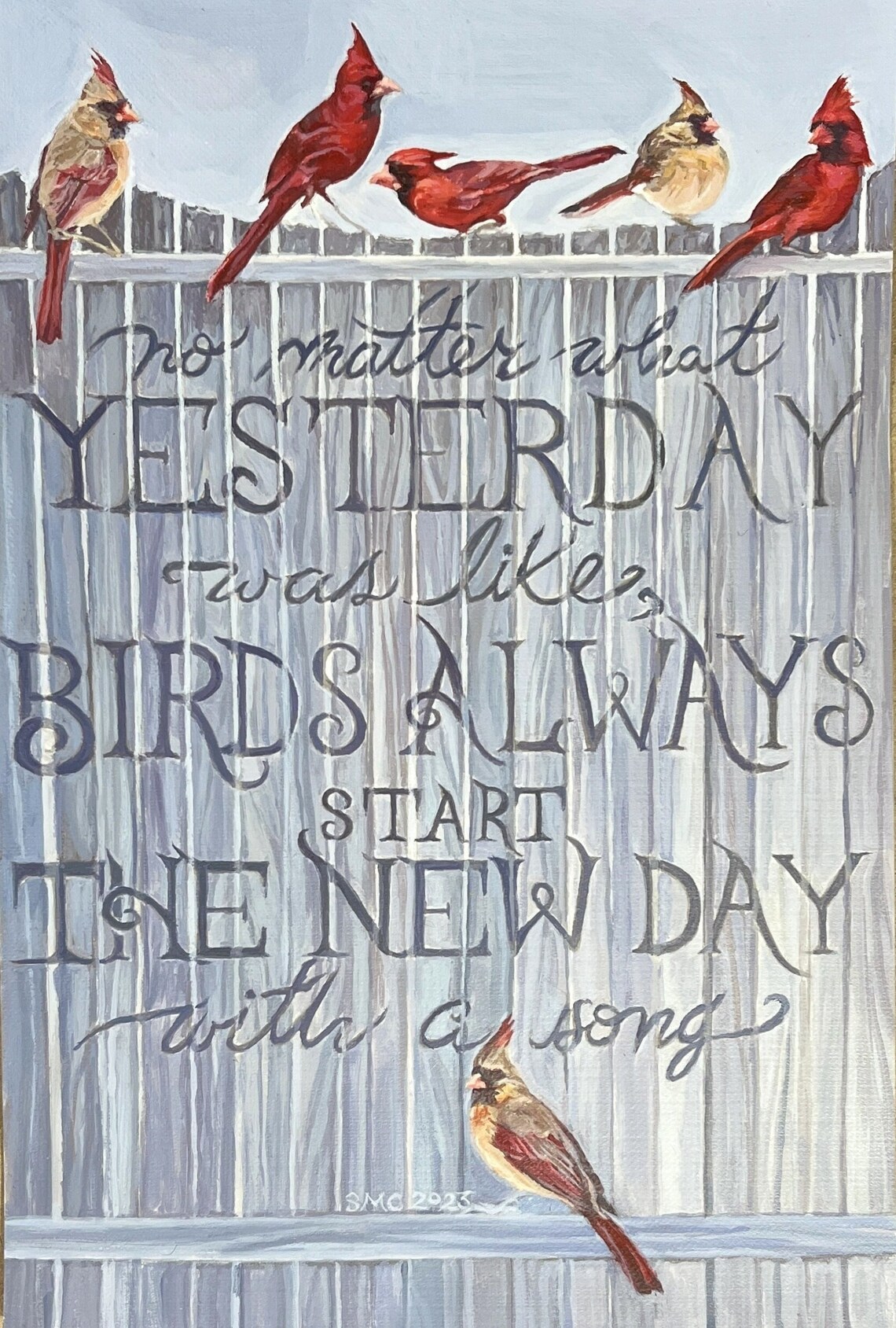 HAND SIGNED Art Print | Cardinal Art | Quote Art | New Day - New Hopes ...