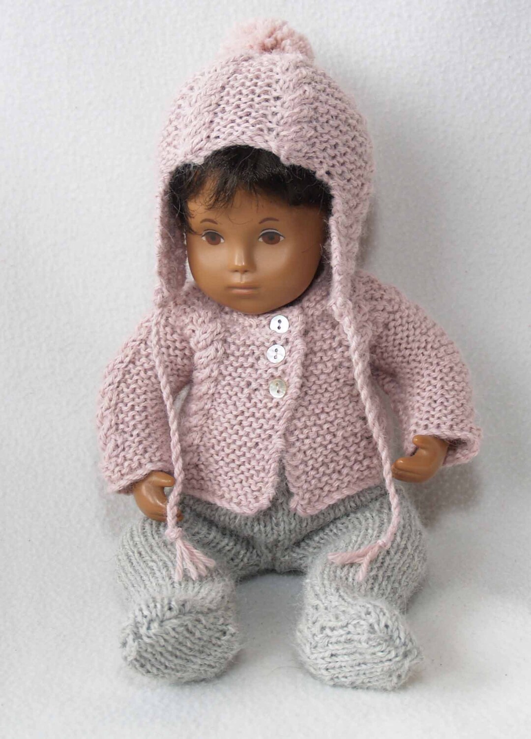 Sasha 12" 13" Baby - Cable Outfit With Ear Flap Hat and Leggings ...