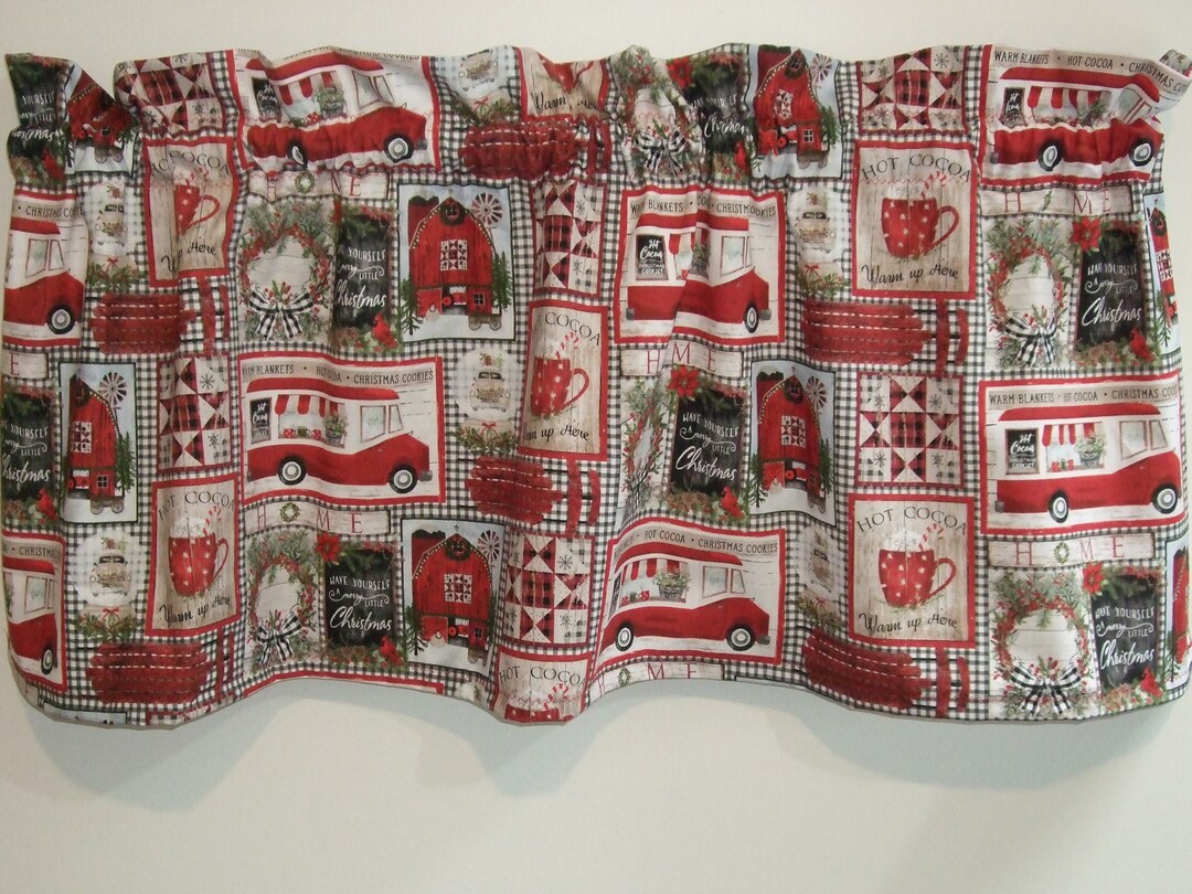 Christmas Curtain Valance*hot Cocoa * Sleds* Christmas Cookies ...