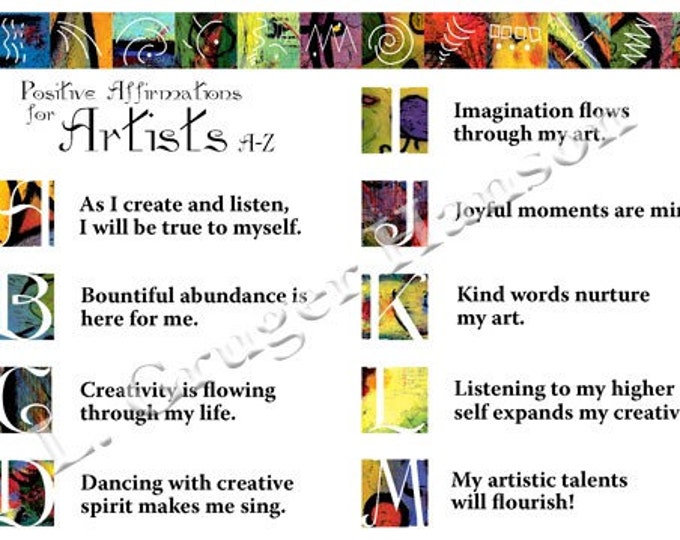 Positive Affirmations for Artists A to Z, Fine Art Print Images ...