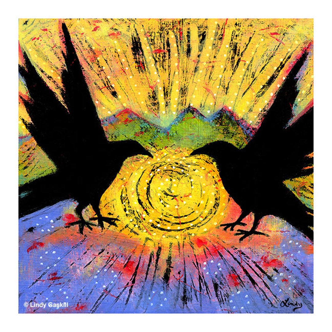 Raven Art Print. Gallery Wrapped Canvas Bird Print. Two Ravens - Etsy