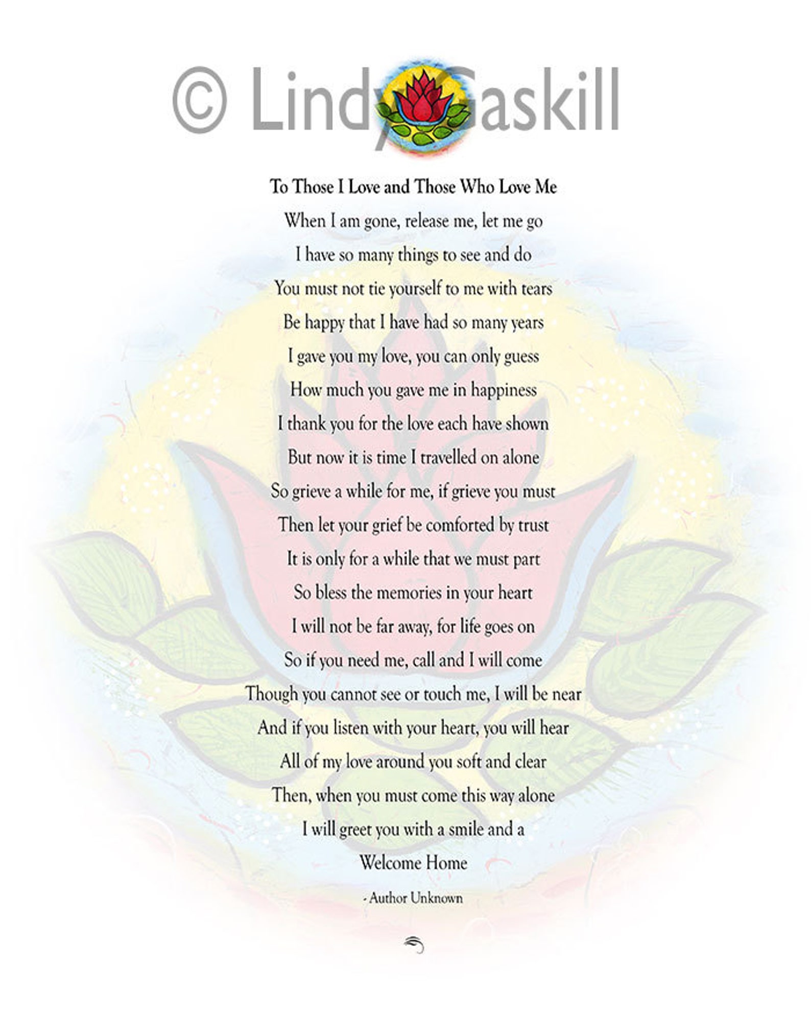 Funeral Memorial Poem to Those I Love and Those Who Love Me - Etsy Canada