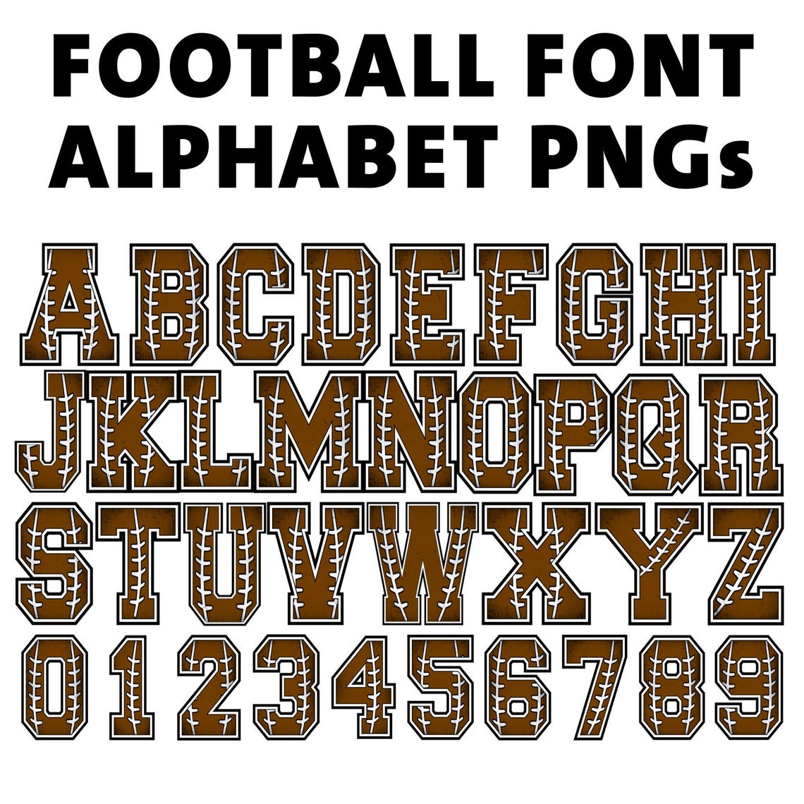 Football Font PNG Bundle: Varsity Letters, Team Alphabet (digital ...