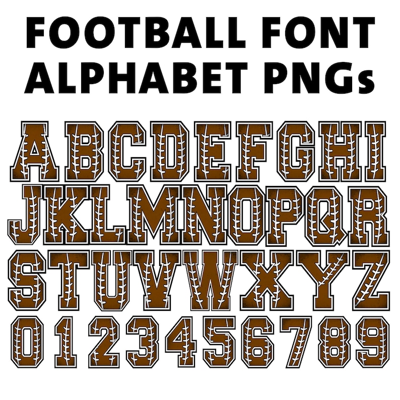 Football Font PNG Bundle: Varsity Letters, Team Alphabet (digital ...