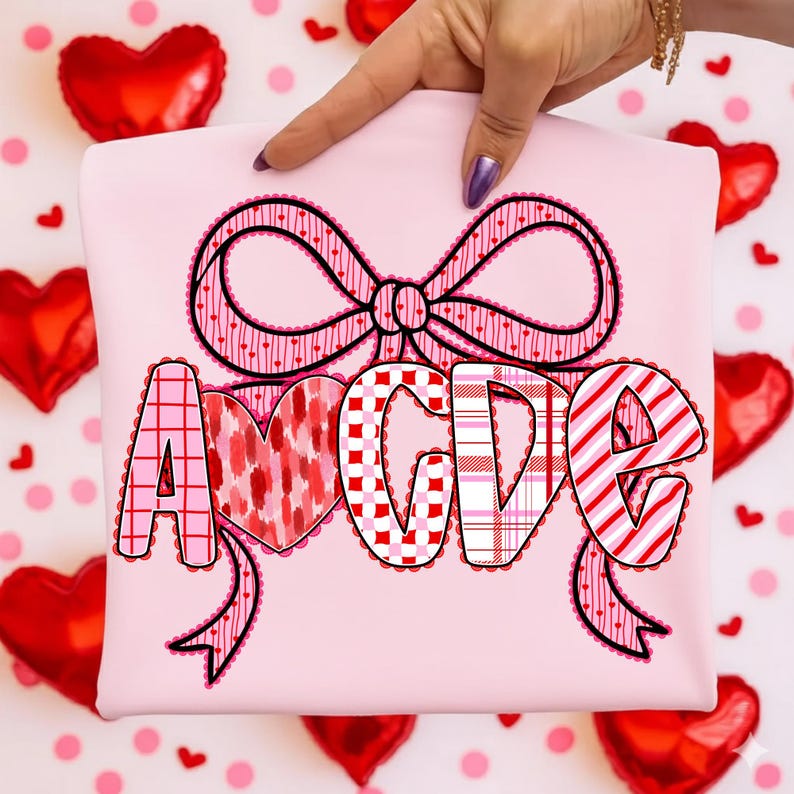 Valentine's Day Alphabet Letters Numbers PNG Clipart Bundle Pink Bow ...