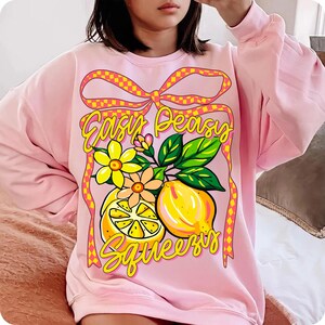 Preppy Lemon Summer PNG, Coquette Bow Lemonade Design, Easy Peasy Lemon ...