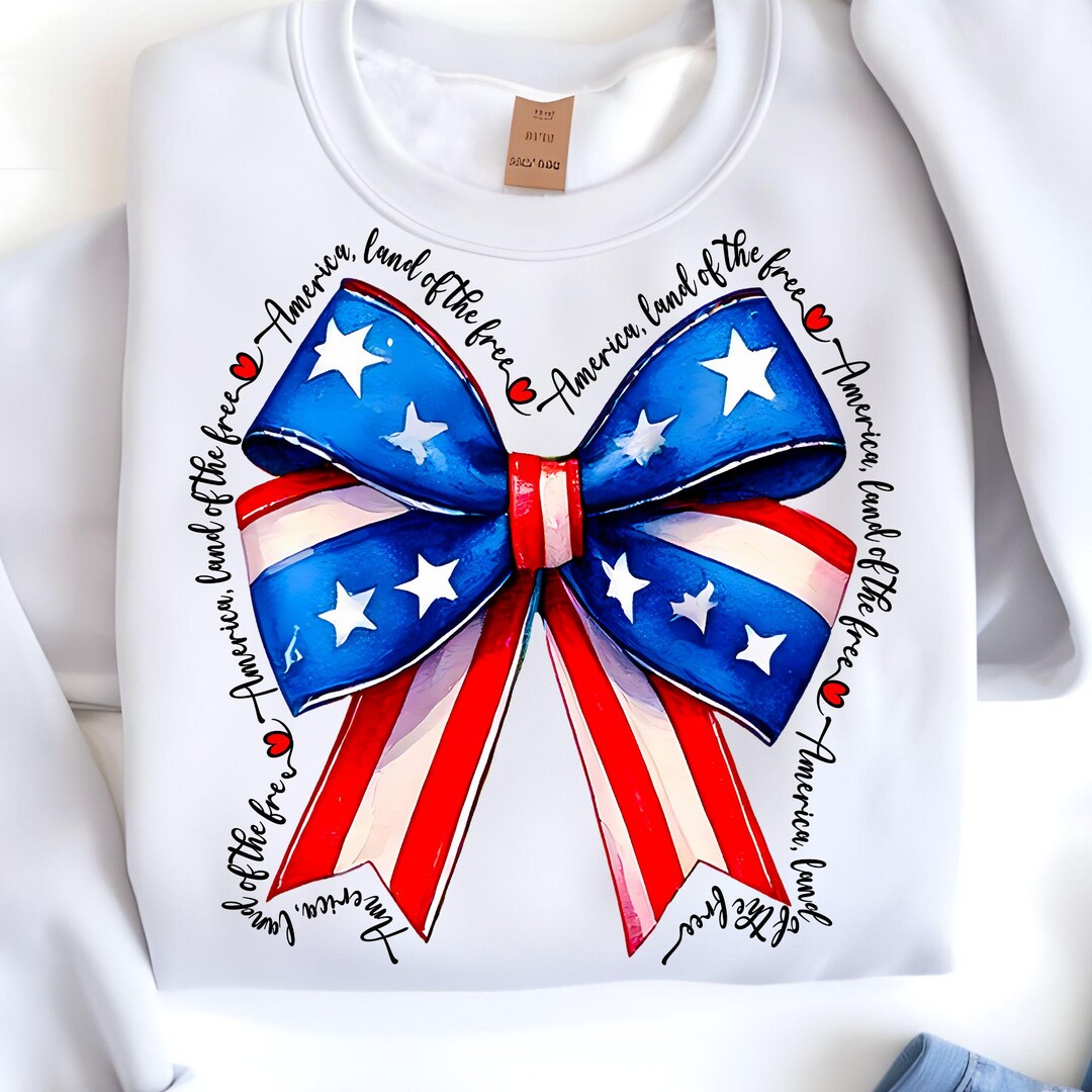 American Coquette Bow PNG, 4th of July Sublimation Design, USA Flag ...