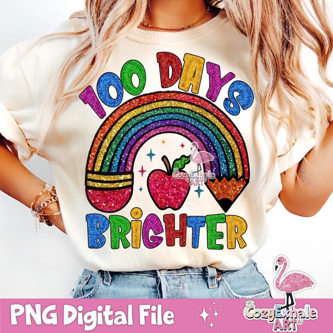 100 Days of School PNG: Glittery Rainbow Design (digital Download) - Etsy