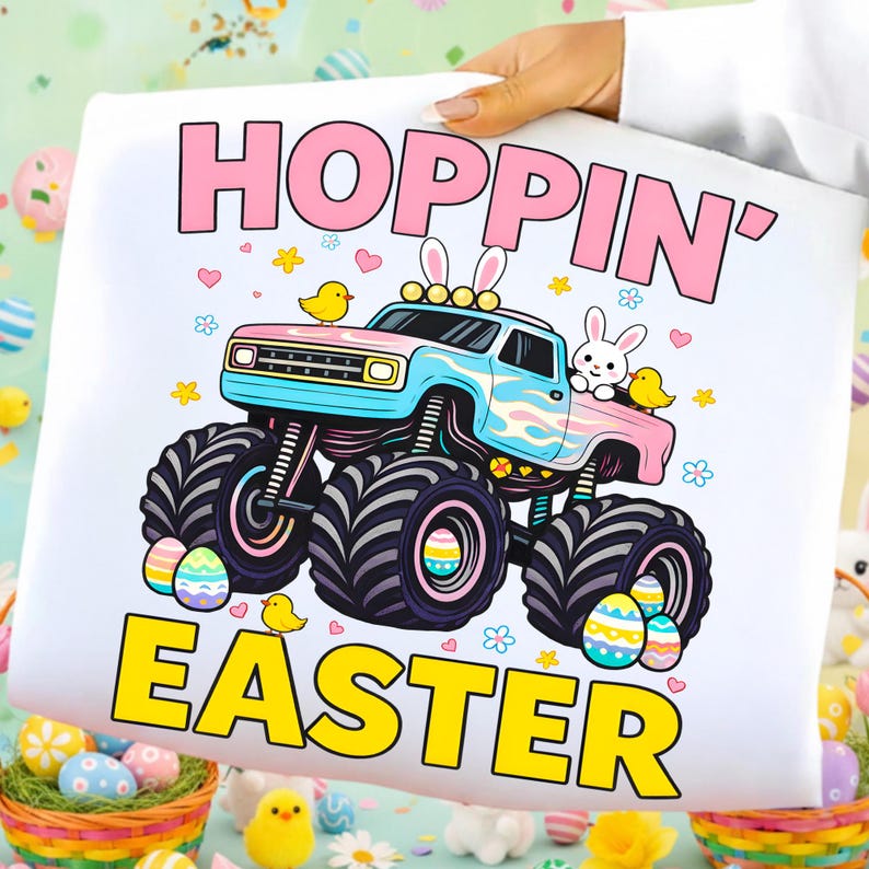 Monster Truck Hopping Easter PNG Egg Crusher Sublimation Design ...