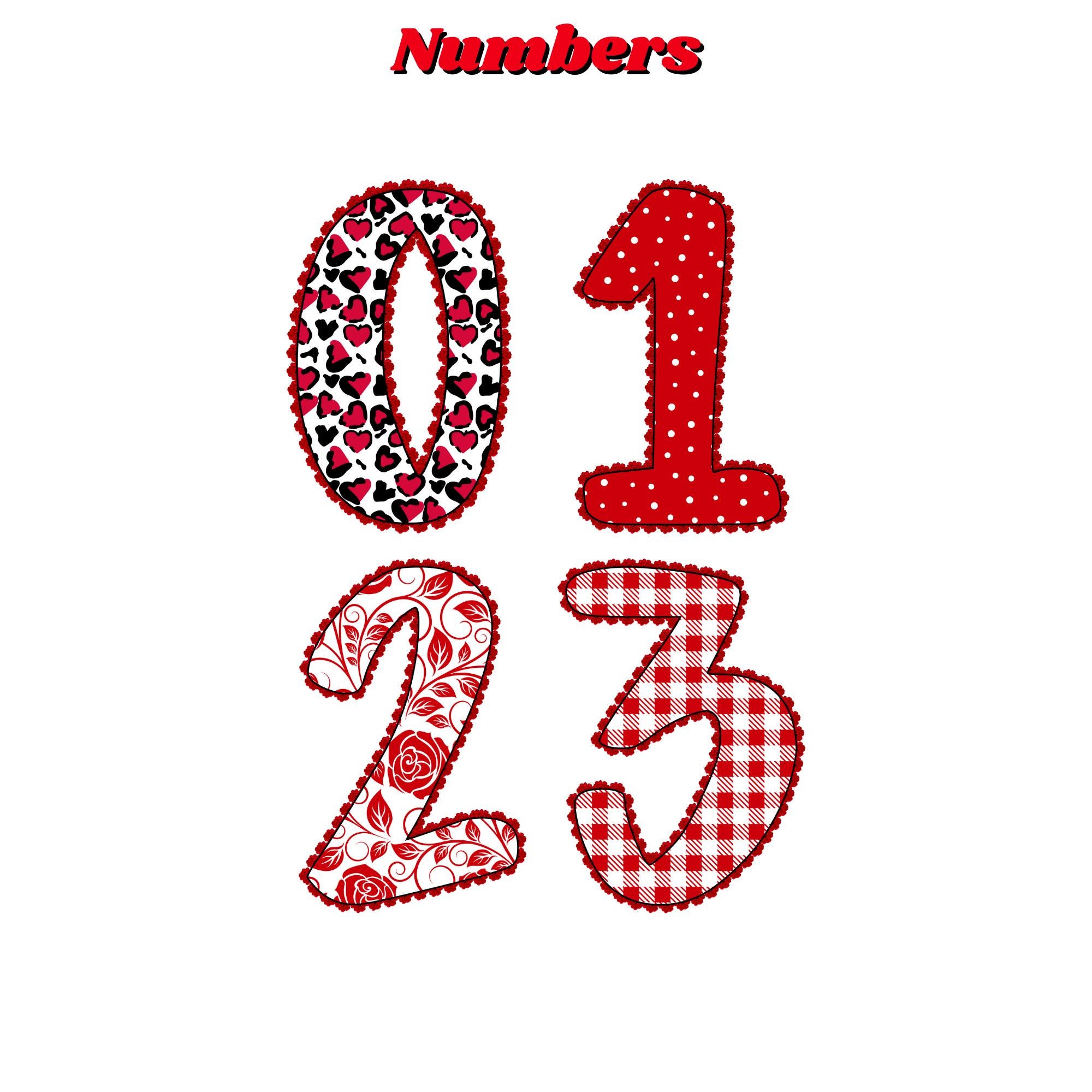Valentine's Day Alphabet PNG Font Bundle Hearts Bow Numbers, Pink Love ...