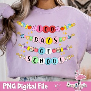 Little Girl 100 Days of School Bracelet PNG, Retro 100 Days Teacher ...
