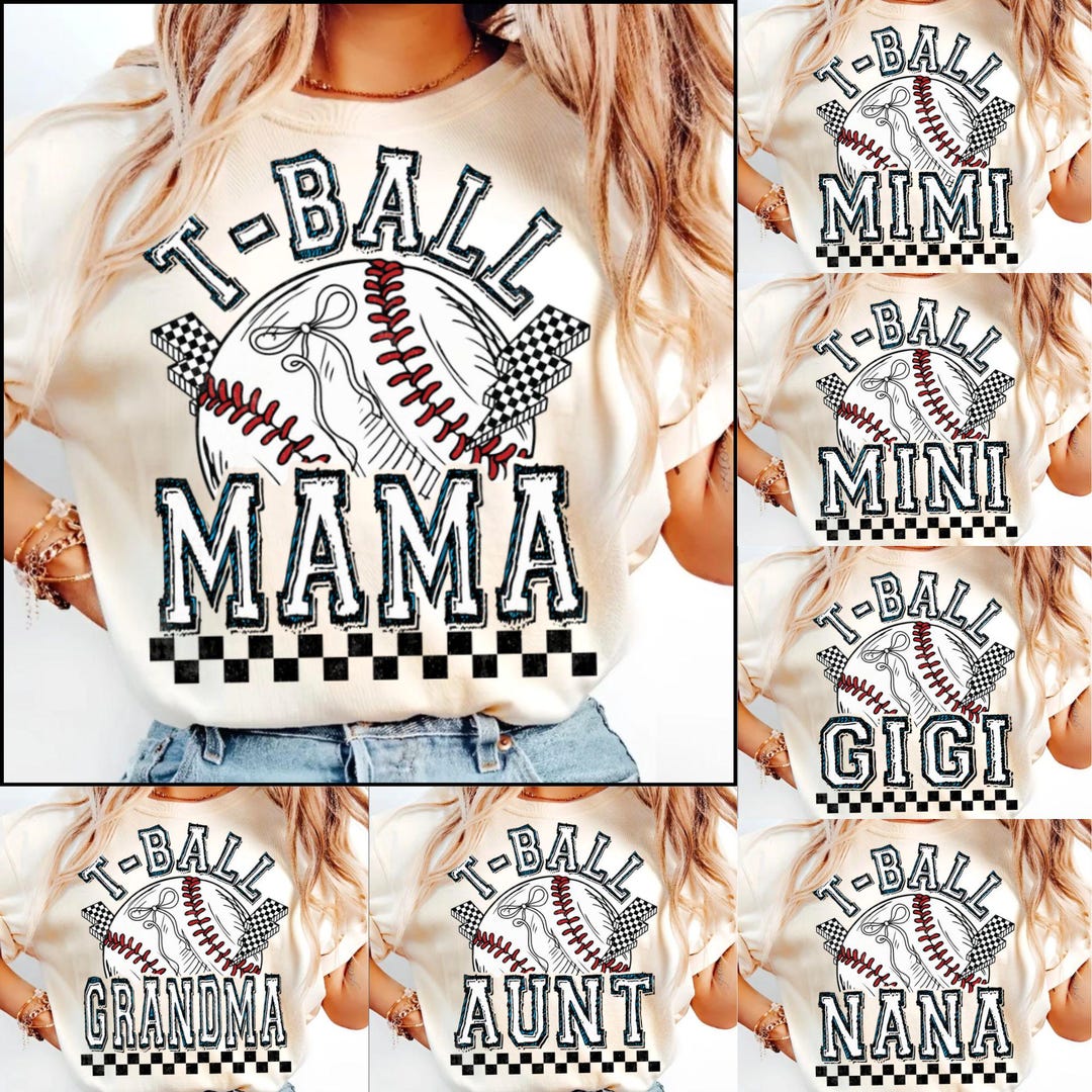 Retro Checkered T-ball Mama Design: Game Day Sublimation PNG Digital ...