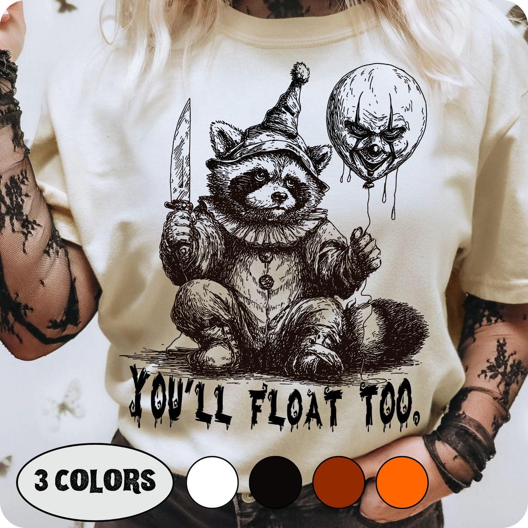 Creepy Raccoon Halloween PNG, Spooky Clown Raccoon Sublimation, Dark ...