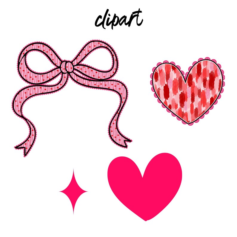 Valentine's Day Alphabet Letters Numbers PNG Clipart Bundle Pink Bow ...
