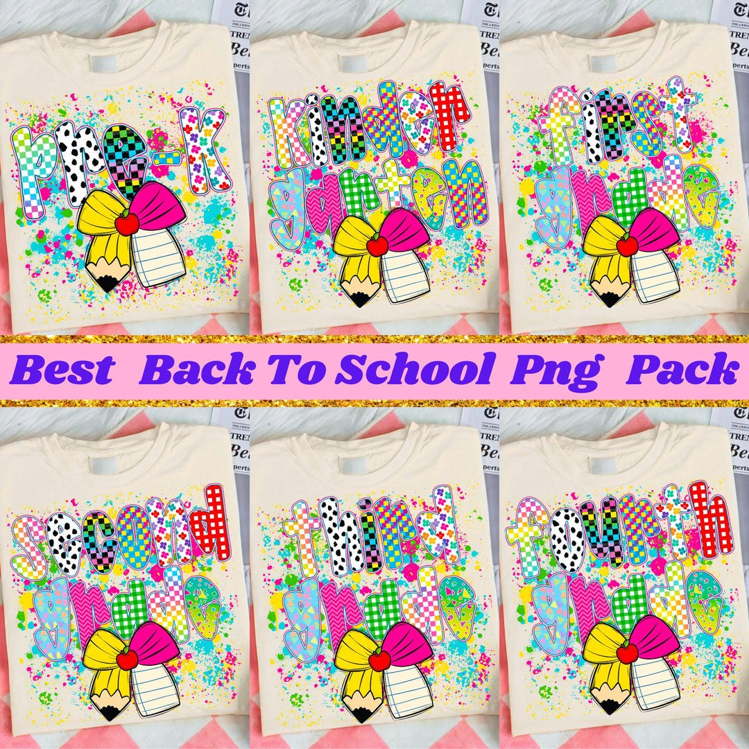 Preppy Back to School PNG Bundle, Coquette Pencil Sublimation, Teacher ...