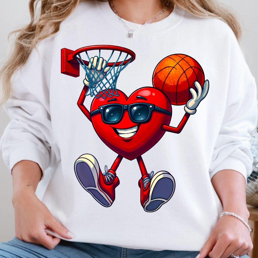 Basketball Heart Dunk PNG, Funny Valentine’s Day Sublimation, Digital ...
