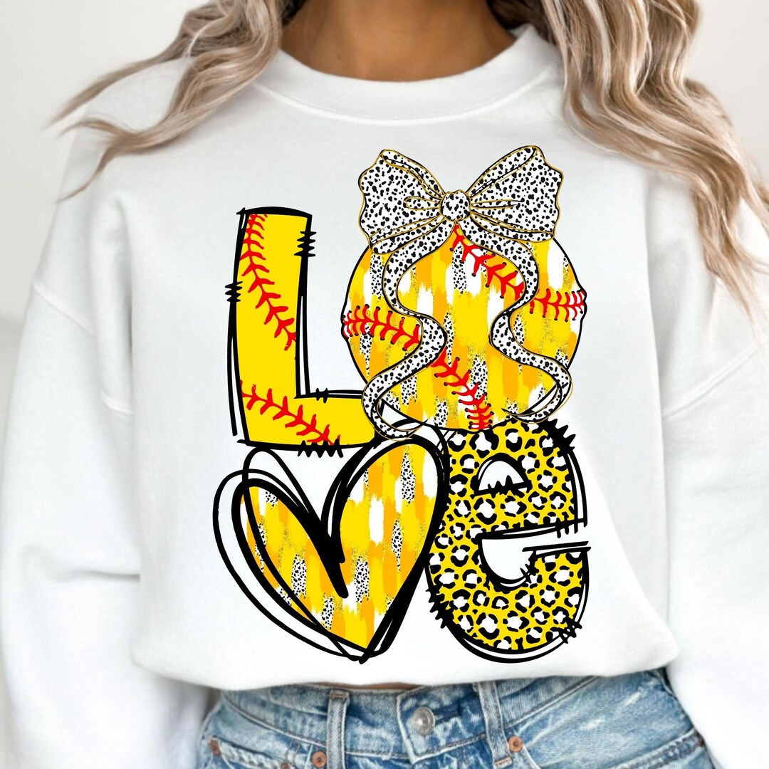 Brushstroke Softball Love PNG, Coquette Bow Design, Softball Mom Shirt ...