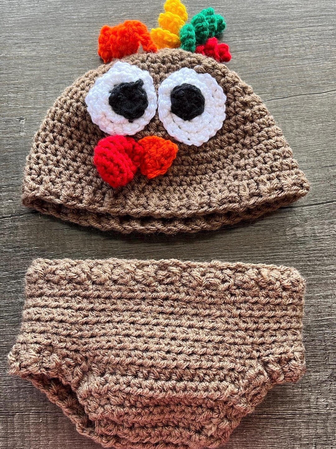 Turkey Crochet Baby Outfit, Thanksgiving Hat, Diaper Cover, Turkey Tail ...