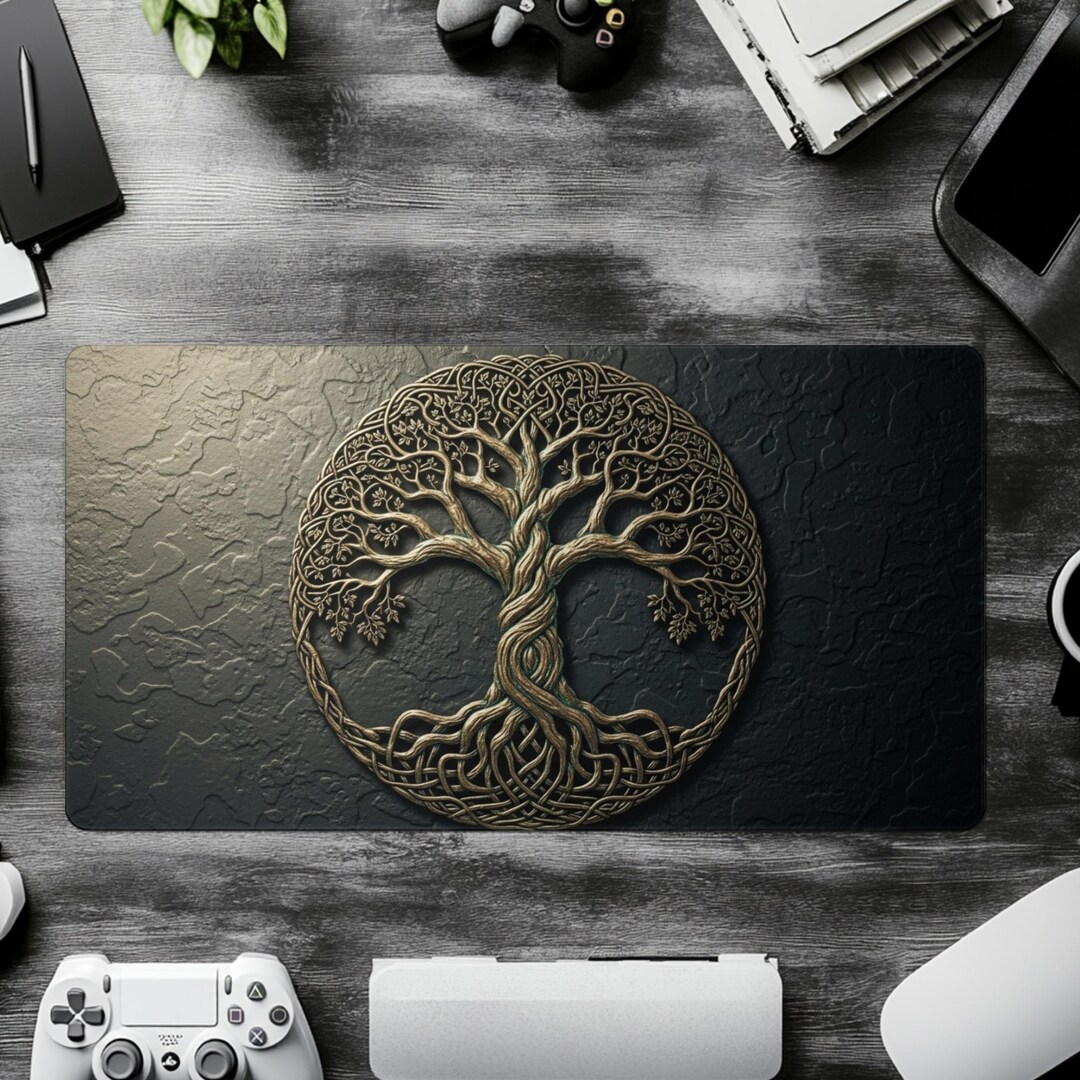 Celtic Tree of Life Desk Mat – Elegant Yggdrasil Office Pad – Custom ...
