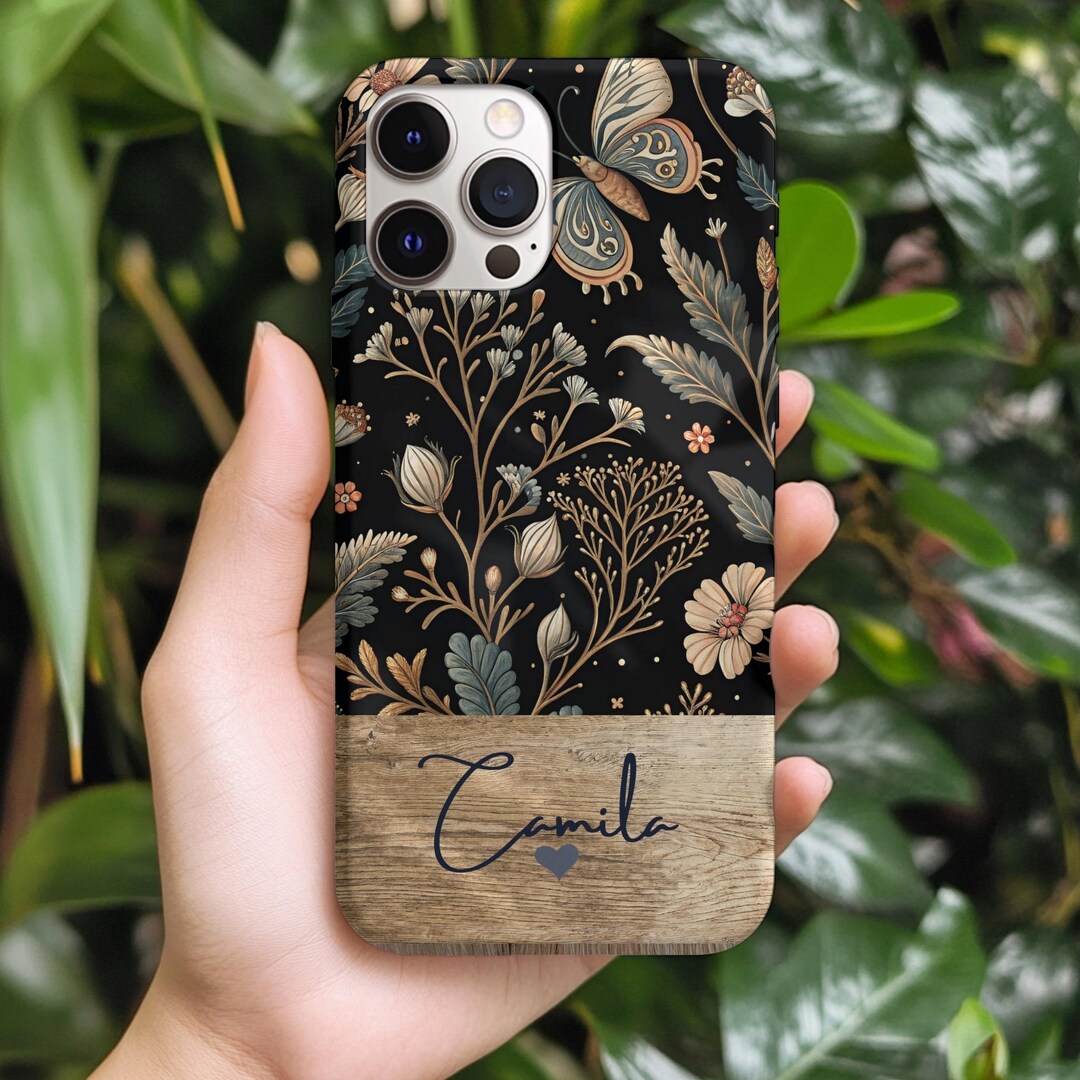Dark Cottagecore Floral Phone Case – Personalized Wildflower and ...