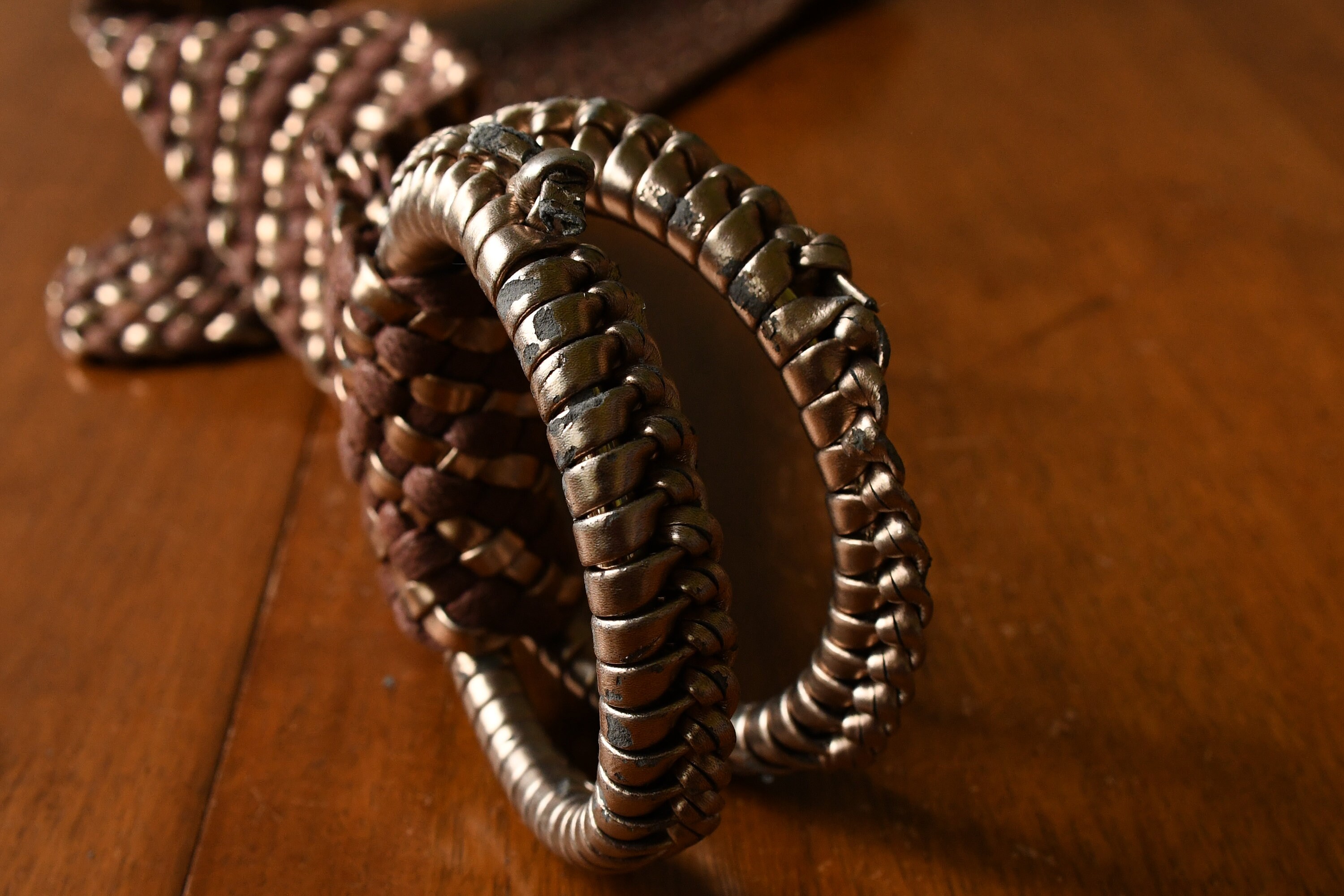 Vintage Woven Cinch Belt ~ Brown and Metallic Gold ~ One Size ~ 1980's ...