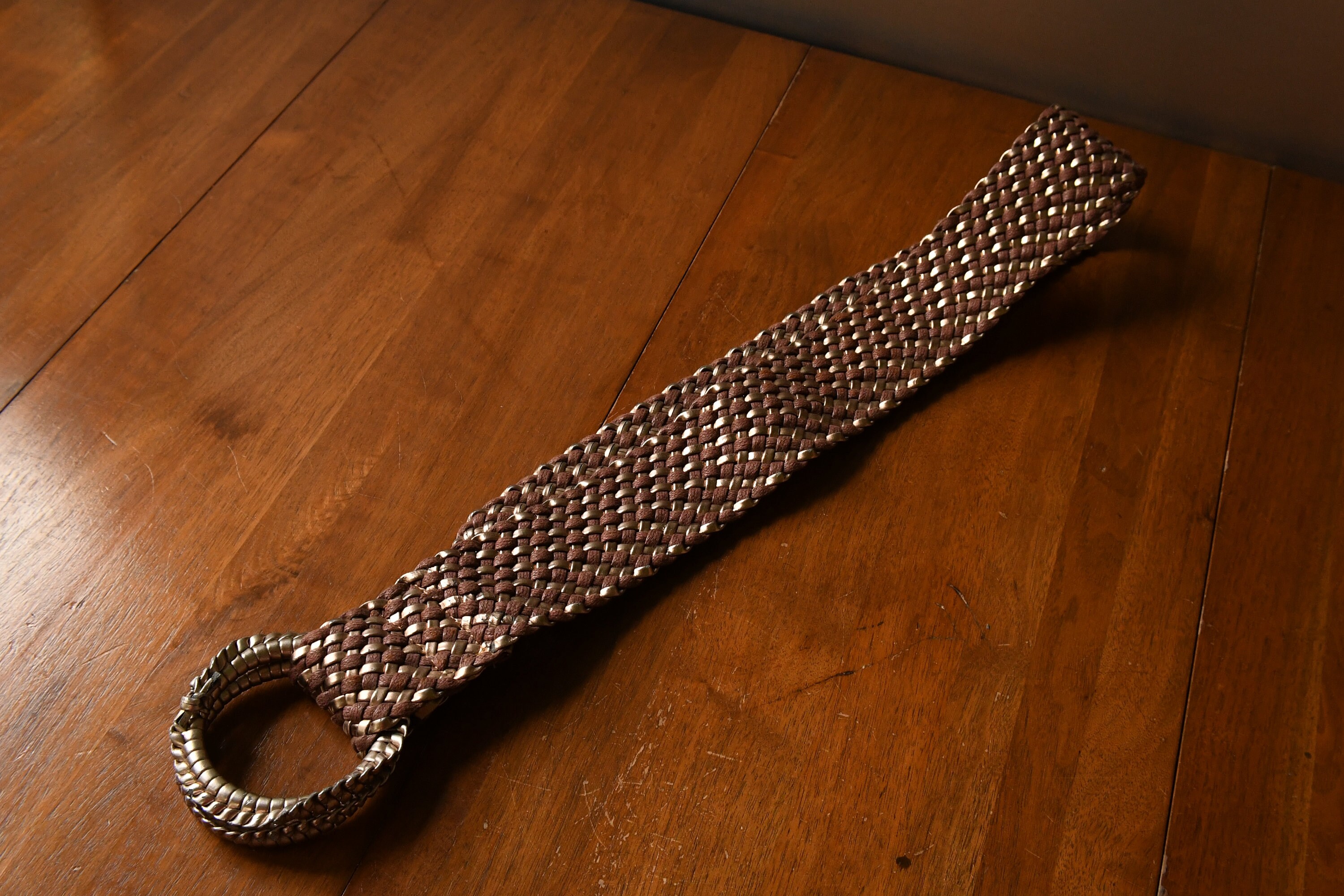 Vintage Woven Cinch Belt ~ Brown and Metallic Gold ~ One Size ~ 1980's ...