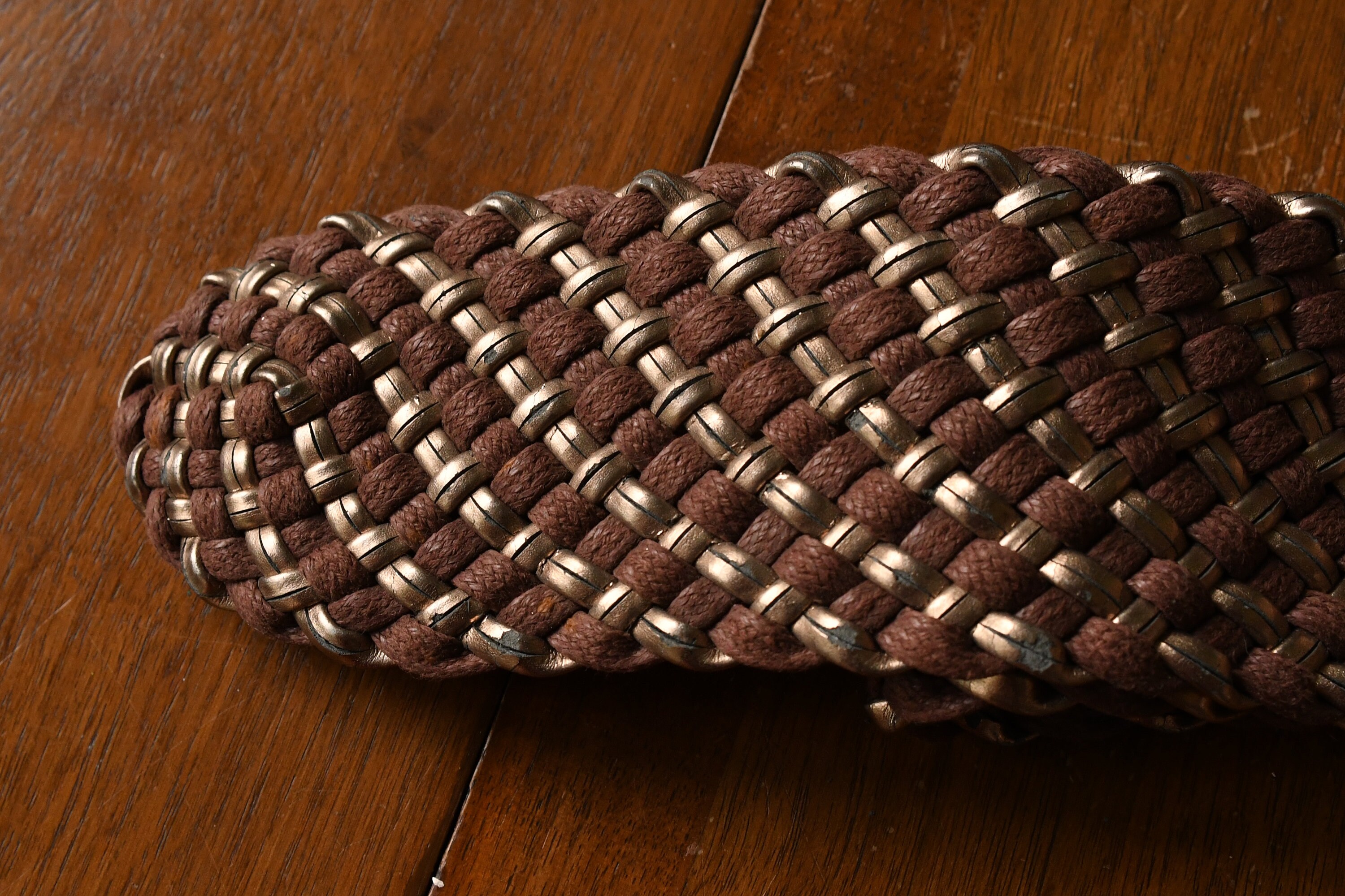 Vintage Woven Cinch Belt ~ Brown and Metallic Gold ~ One Size ~ 1980's ...