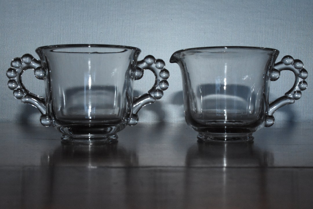 Vintage Clear Boopie Glass Sugar and Creamer Set ~ Bubble Glass Servers ...