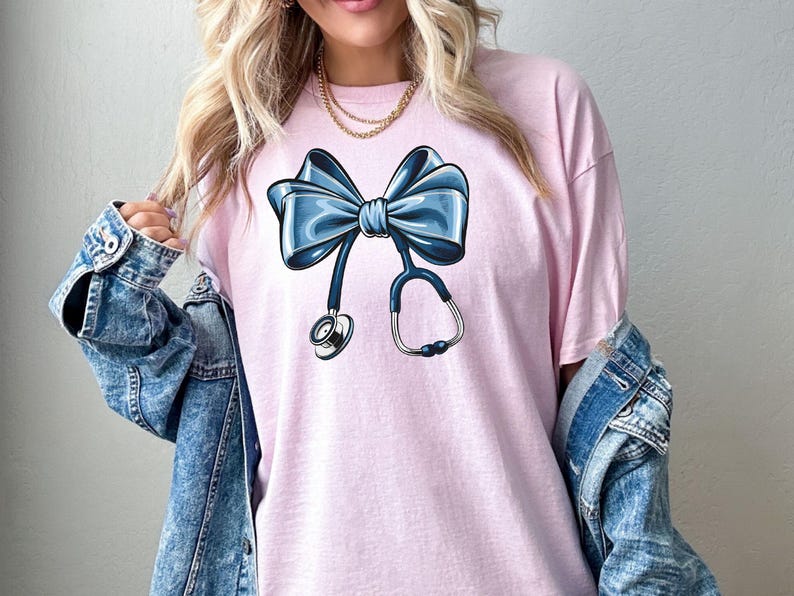 Nurse Bow Stethoscope DTF Heat Transfer: Medical Design - Etsy