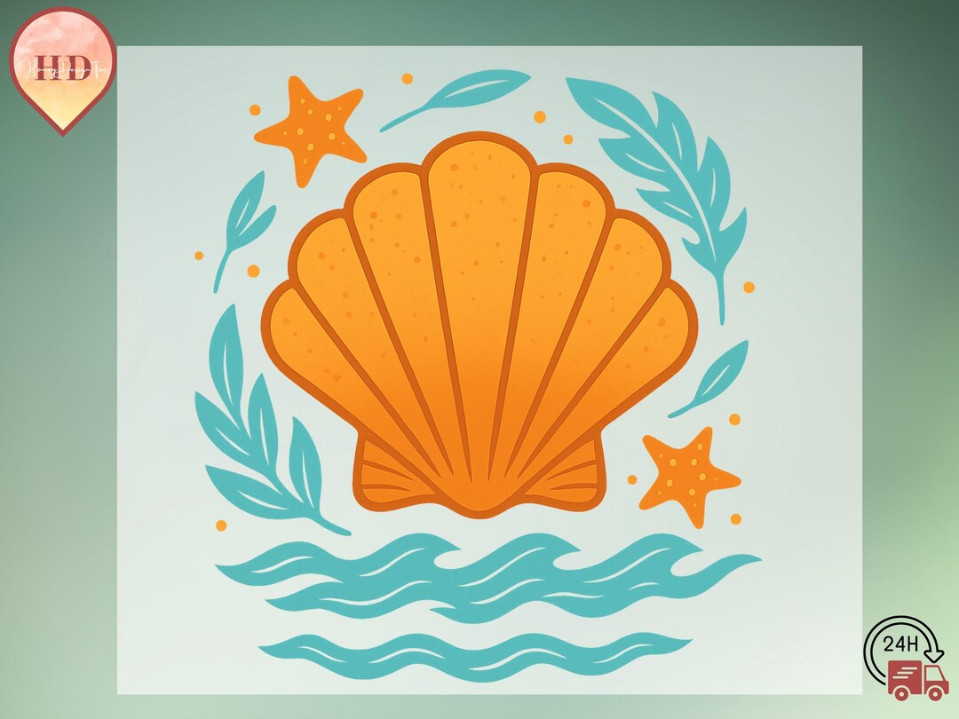 Summer Scallop Shell DTF Transfer: Beach Coastal Heat Transfer - Etsy