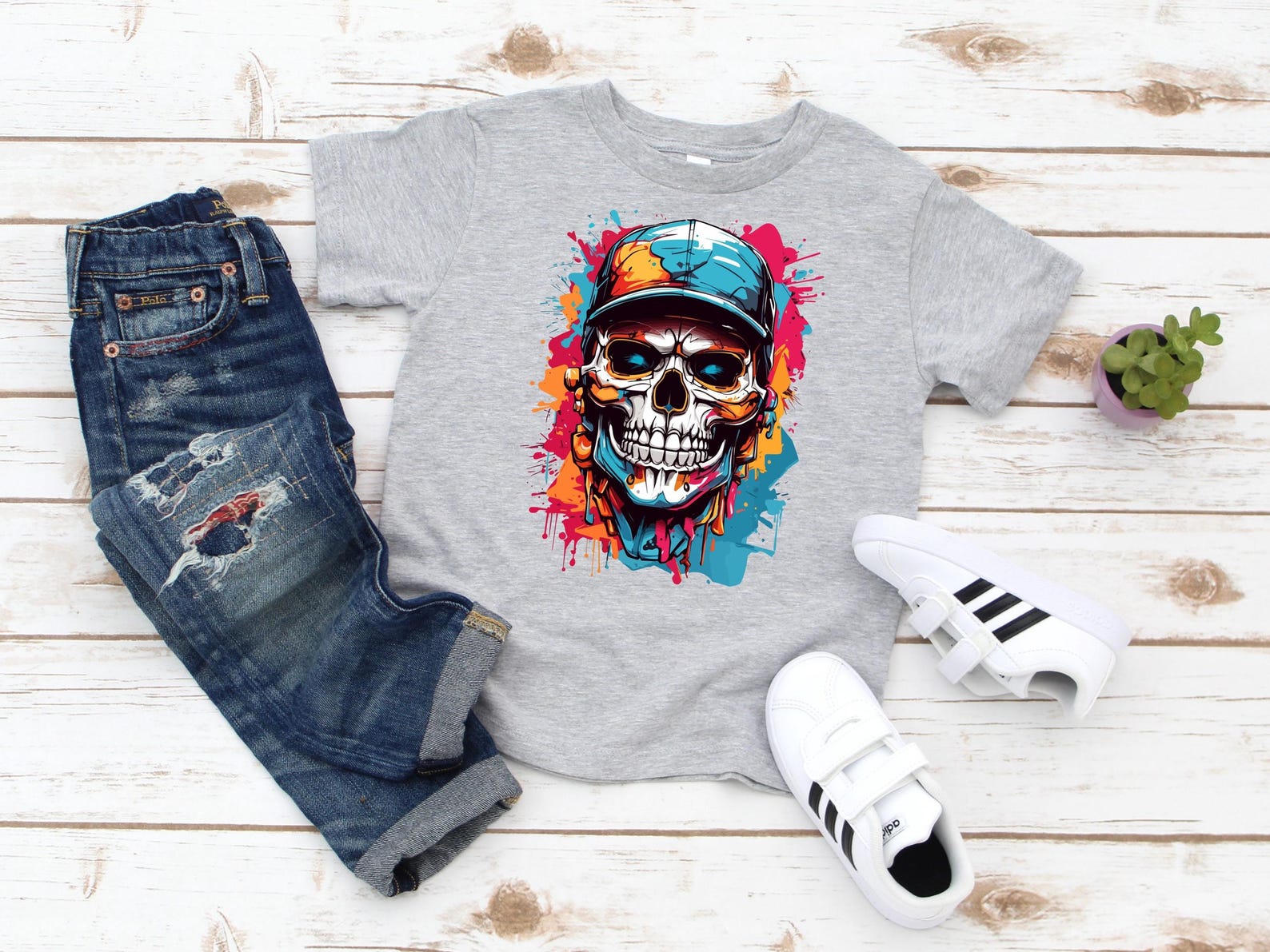 Colorful Graffiti Skull DTF Transfer: Street Art Heat Transfer - Etsy