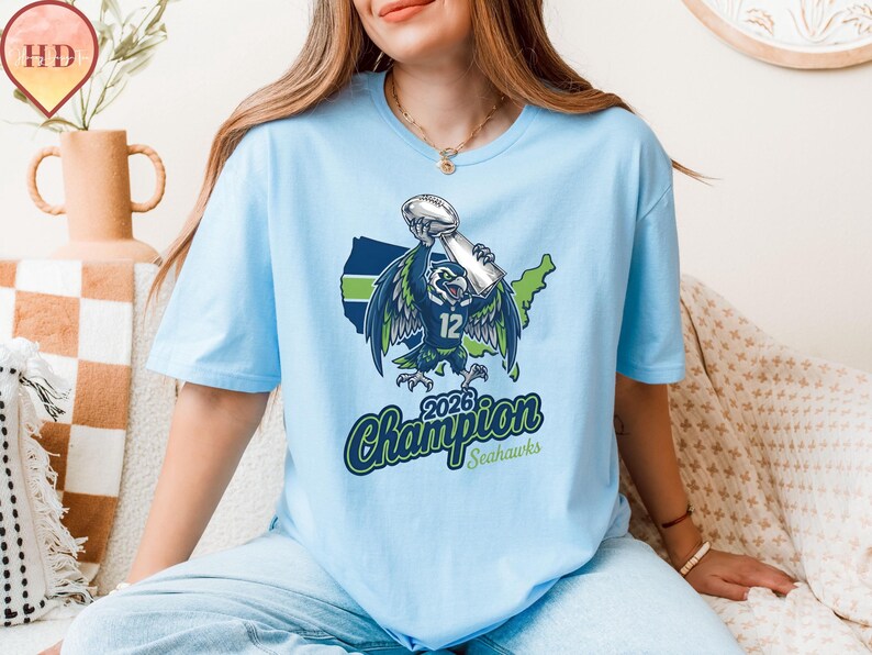2026 Football Champion Hawk DTF Transfer | Seattle Seahawks Heat Press ...